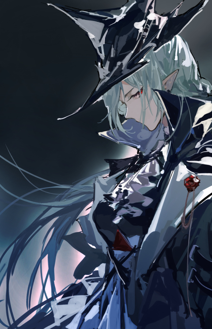 Safebooru - 1girl arknights ascot black coat black dress black headwear ...