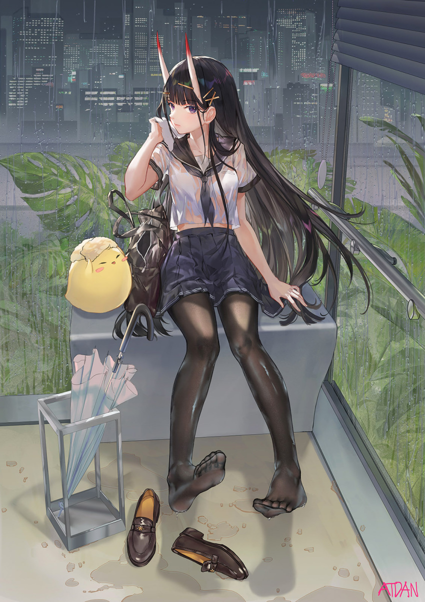 Safebooru - 1girl atdan azur lane bag black footwear black hair black legwear black skirt ...