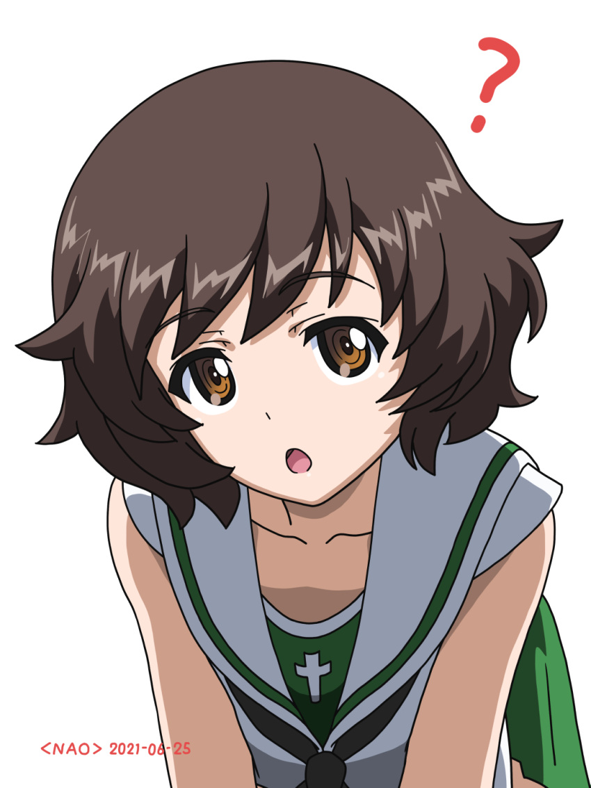 Safebooru - 1girl :o ? adapted uniform akiyama yukari artist name bangs black neckwear blouse ...