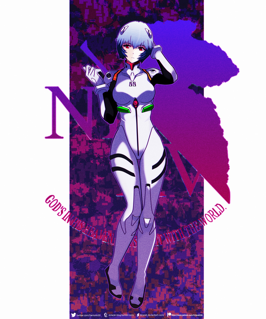 Safebooru - 1girl absurdres ayanami rei blue hair bodysuit breasts dclaret full body hairpods ...