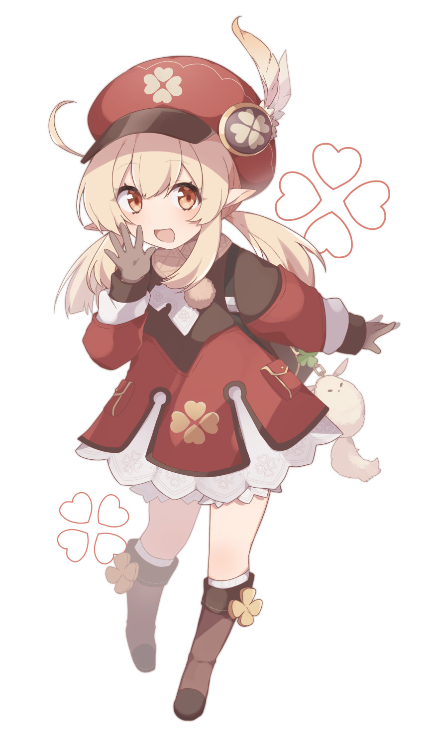 Safebooru - 1girl :d absurdres ahoge backpack bag bag charm bangs bloomers blurry boots brown ...