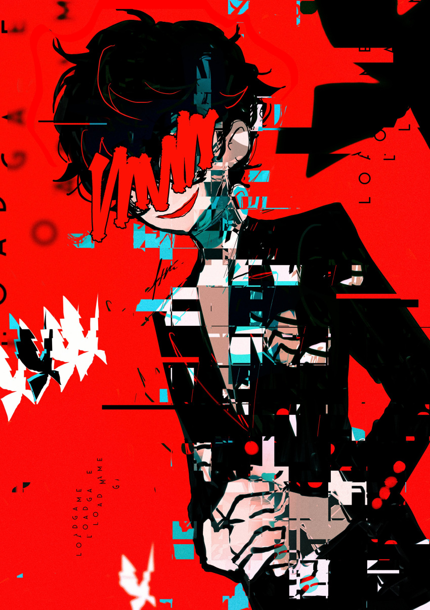 Safebooru - 1boy absurdres amamiya ren bangs black-framed eyewear black hair black jacket btmr ...