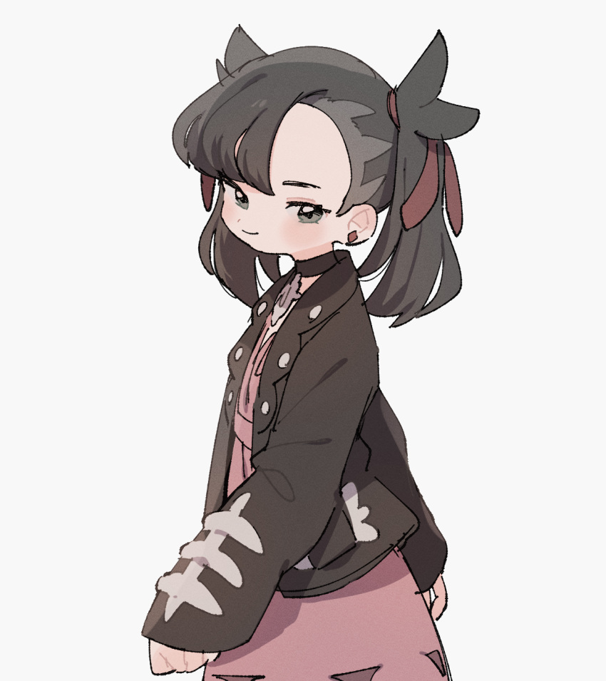 Safebooru - 1girl asymmetrical bangs bangs black choker black hair black jacket blush brown ...