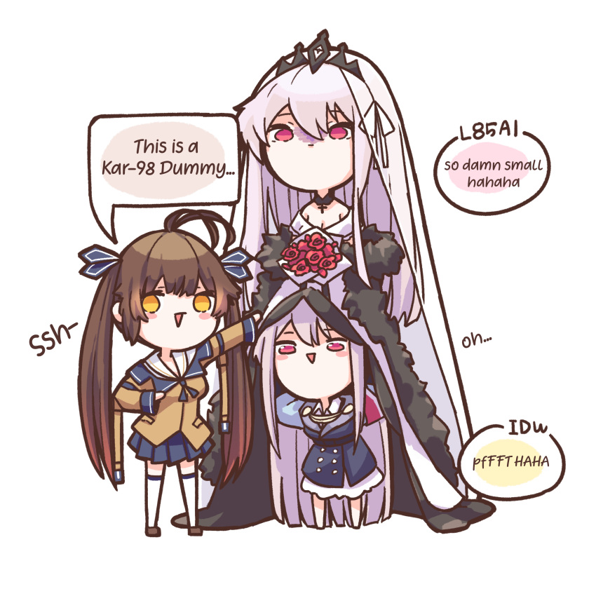 Safebooru - 3girls absurdres alternate language breasts brown hair ...