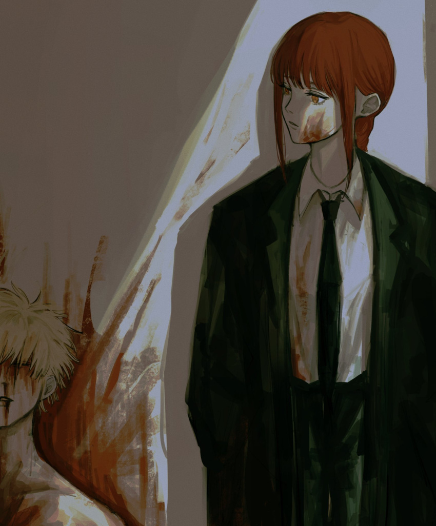 Safebooru - 1boy 1girl black coat black neckwear bleeding blonde hair blood blood from mouth ...