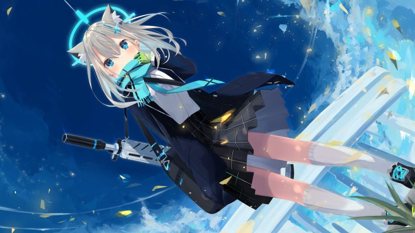 Safebooru - 1girl absurdres animal ear fluff animal ears assault rifle bag bangs black footwear ...