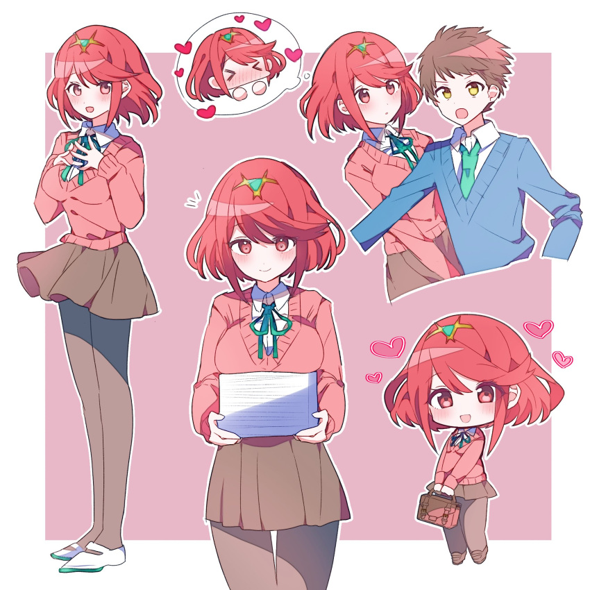 Safebooru - 1boy 1girl alternate costume bangs breasts chibi highres ...