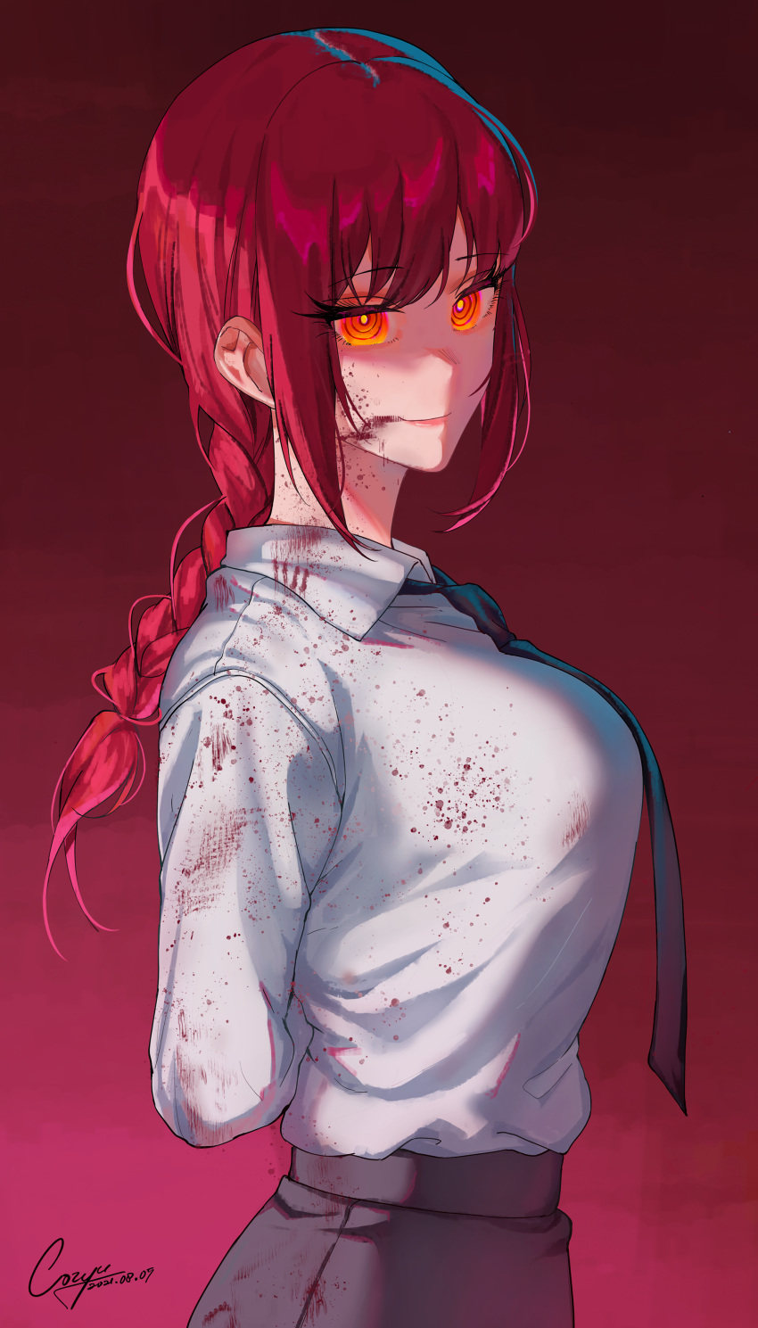 Safebooru - 1girl absurdres arms behind back black neckwear blood blood on clothes blood on face ...