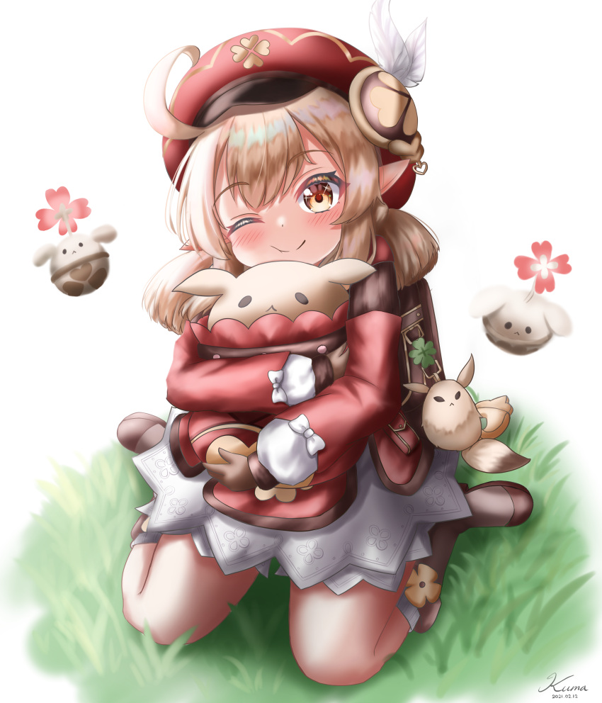 Safebooru - 1girl ;) absurdres ahoge backpack bag bag charm bangs bloomers boots brown footwear ...