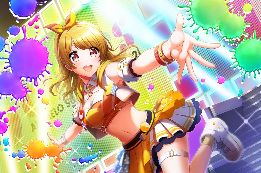 Safebooru - aimoto rinku blonde hair blush d4dj dress long hair red eyes smile wink | 3651718