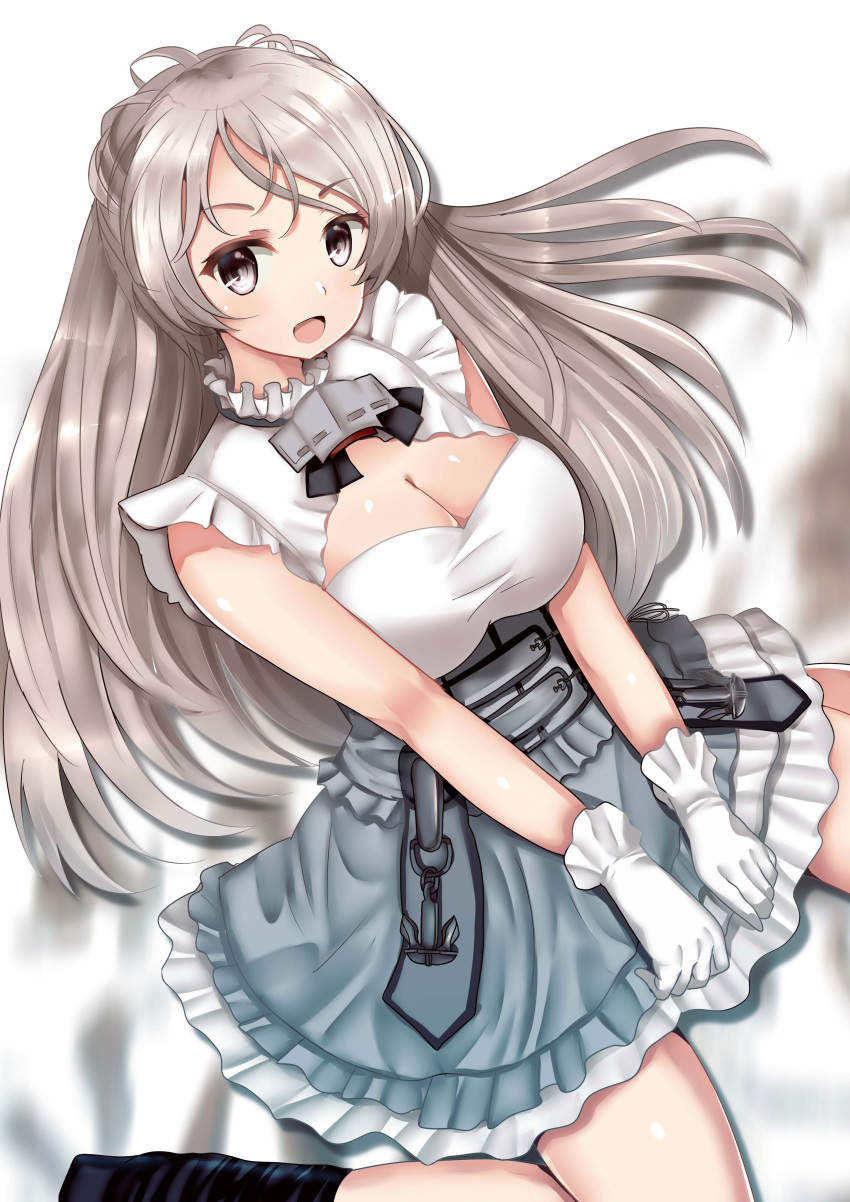 Safebooru - 1girl absurdres blush brown eyes conte di cavour (kancolle) grey hair highres himura ...