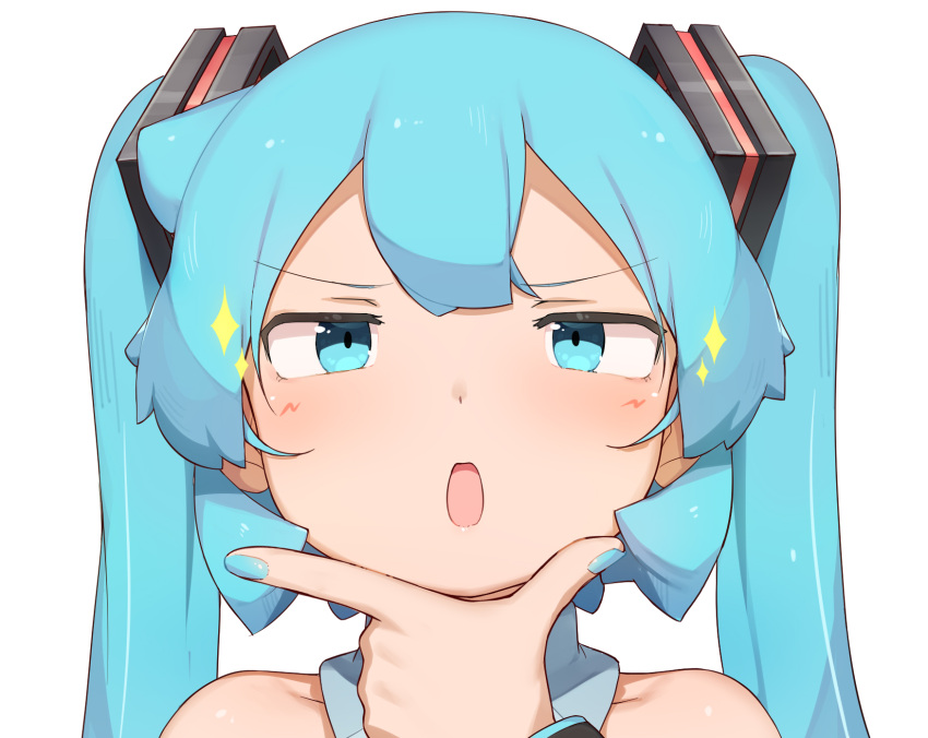Safebooru - 1girl :o abmayo aqua hair bangs bare shoulders blush ...