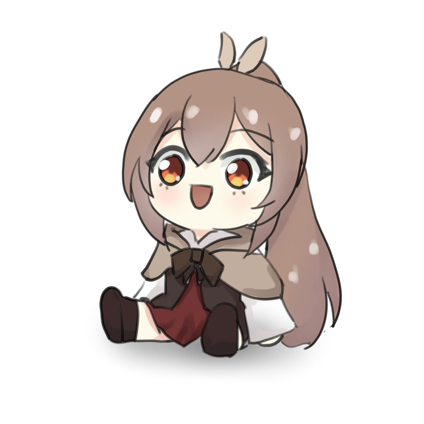 Safebooru - 1girl :d absurdres blush brown eyes brown hair chibi doll ...