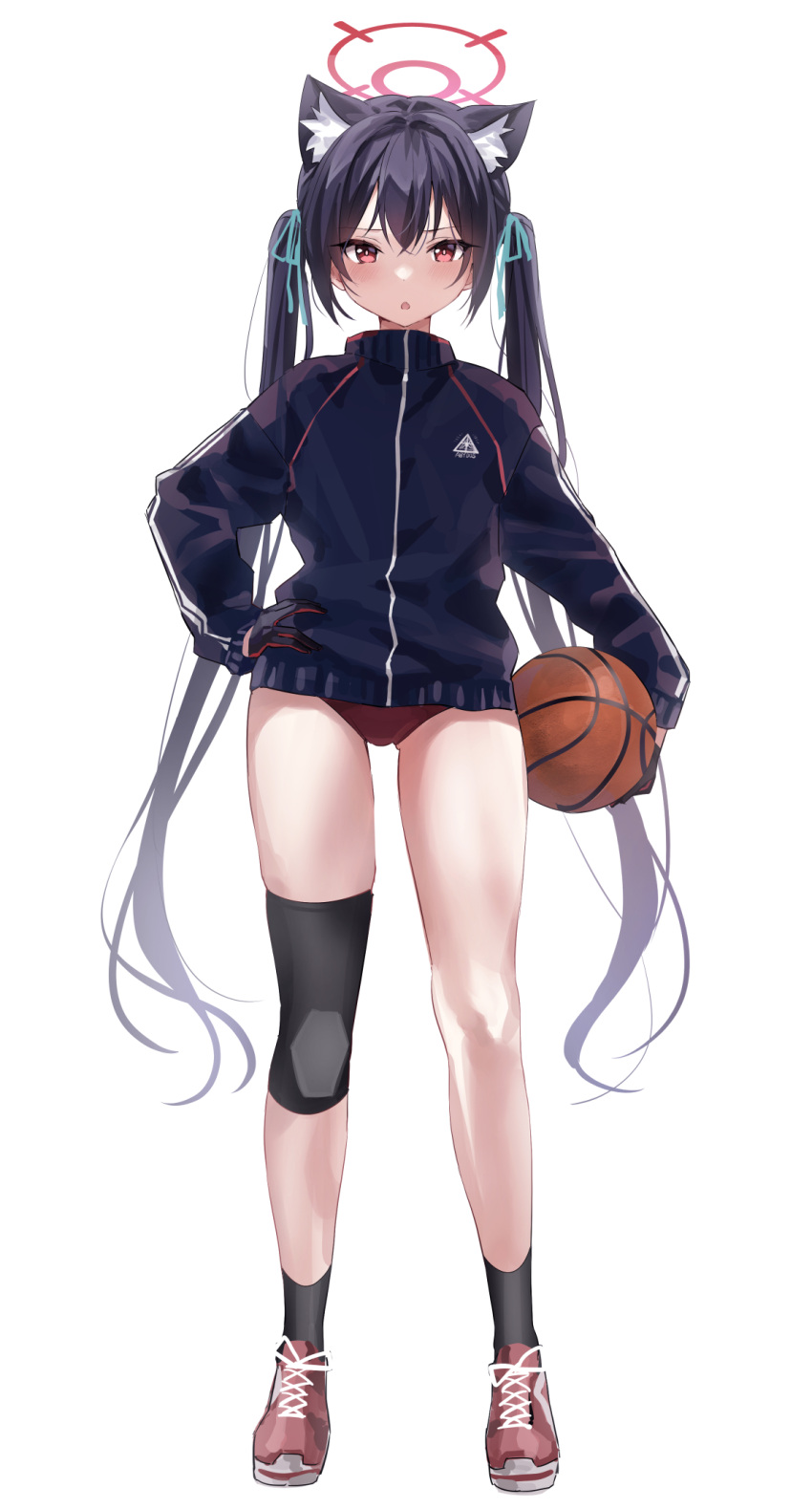Safebooru - 1girl basketball black hair blue archive buruma full body gloves halo highres jacket ...