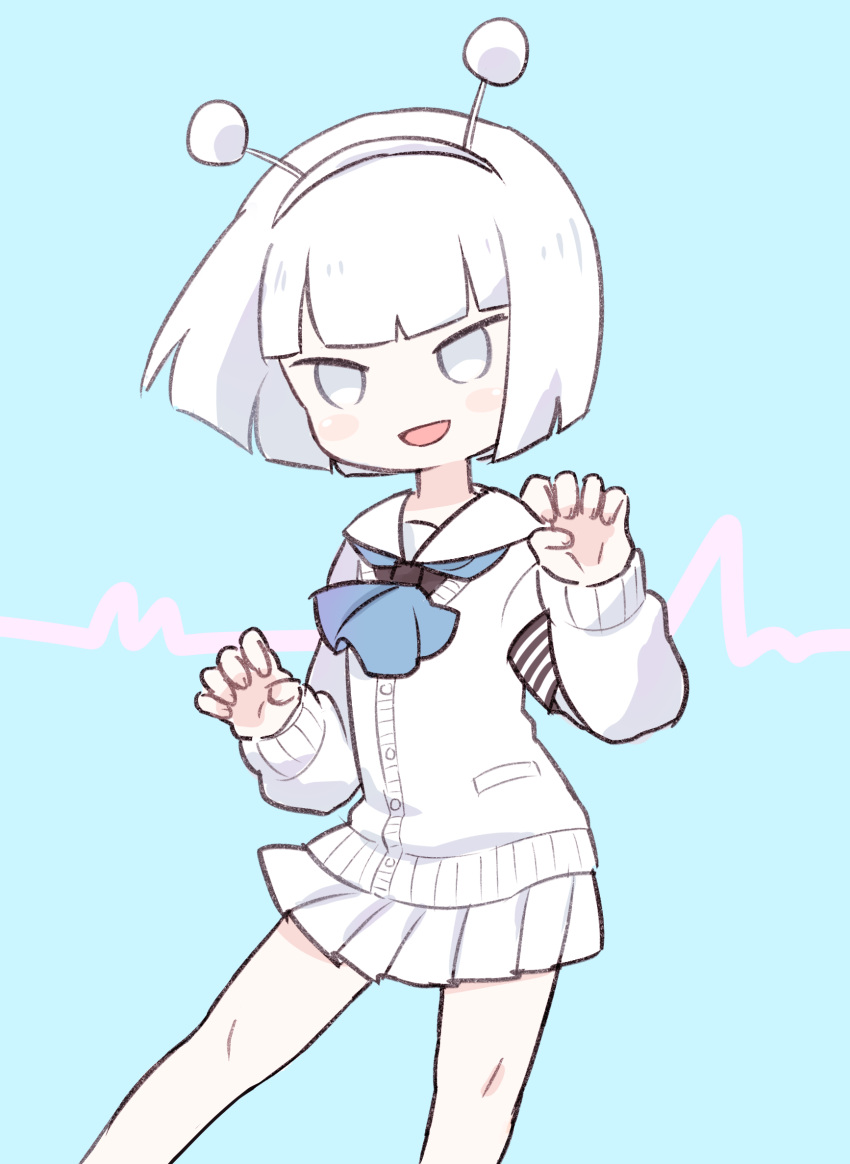 Safebooru - 1girl 390oo :d andromedako antennae armband bangs blue ...