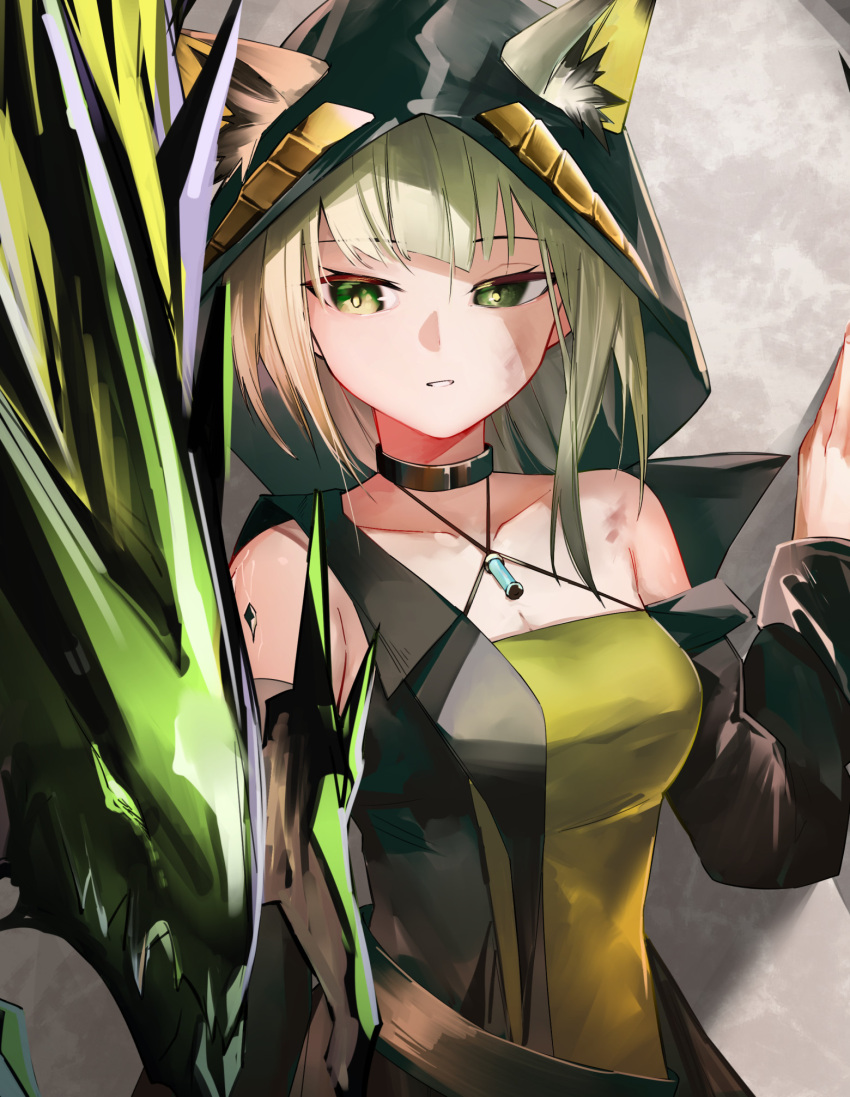 Safebooru - 1girl animal ears ao oni (onioni-aoi) arknights bangs bare shoulders cat ears cat ...