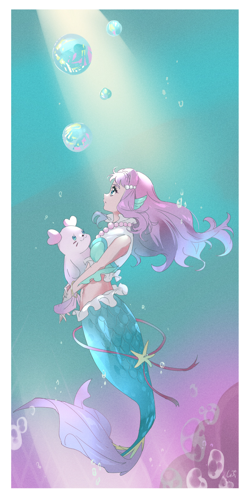 Safebooru - absurdres blue eyes border bubble crop top floating hair ...