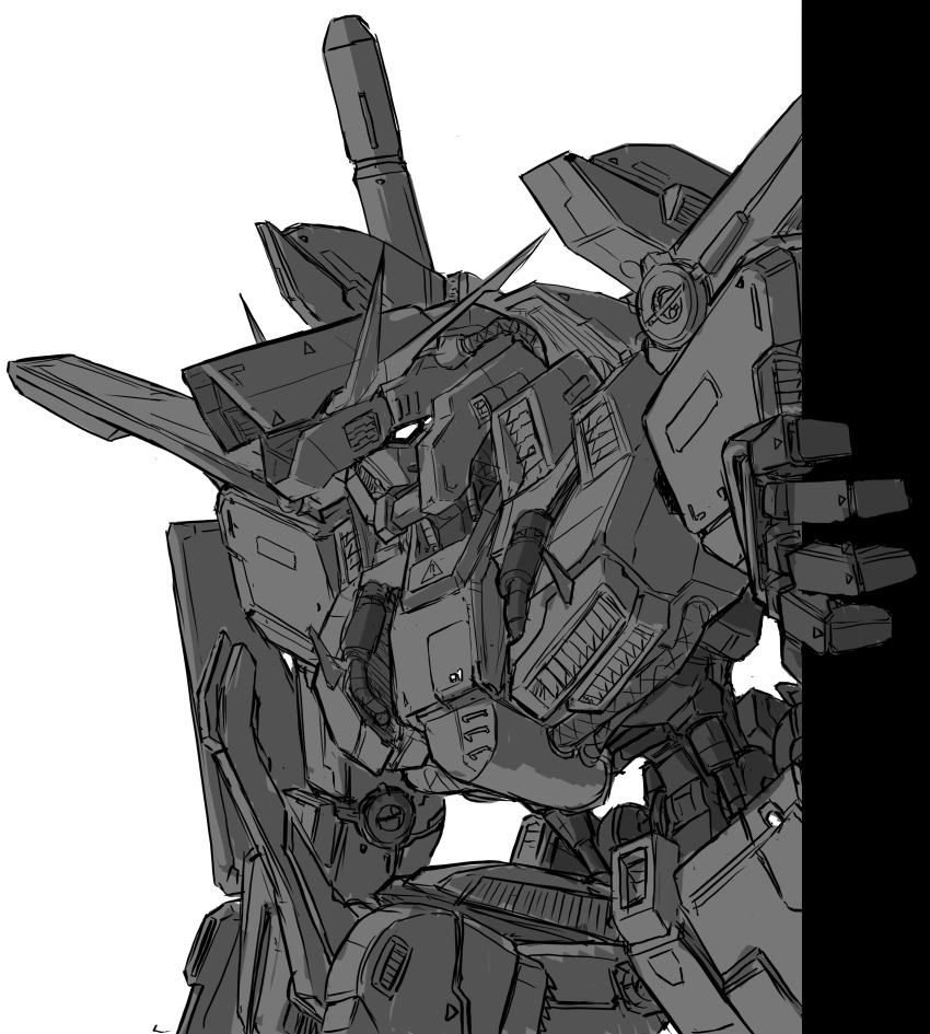 Safebooru - absurdres from side greyscale gundam gundam zz highres ...