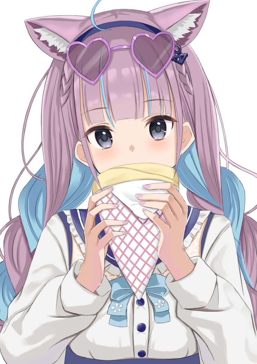 Safebooru - 1girl ahoge anchor hair ornament animal ear fluff animal ears bangs blue bow blue ...