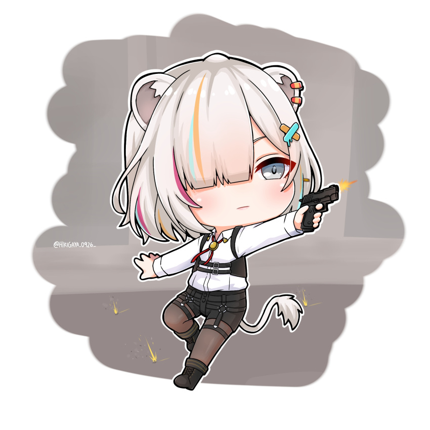 Safebooru - animal ears asymmetrical hair black shorts chibi ear ...