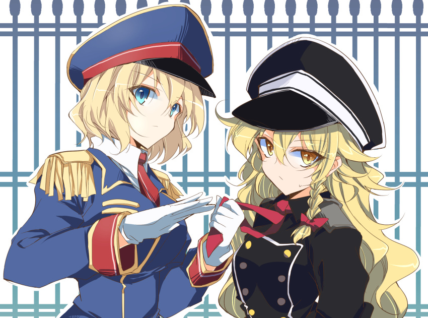 Safebooru - 2girls :/ :| alice margatroid alternate costume bangs black headwear blonde hair ...