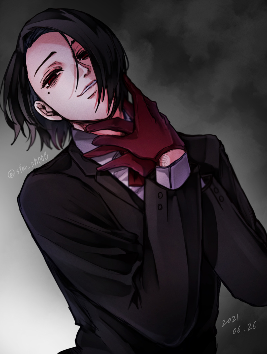 Safebooru - 1boy absurdres artist name bangs black hair black jacket collared shirt dated furuta ...