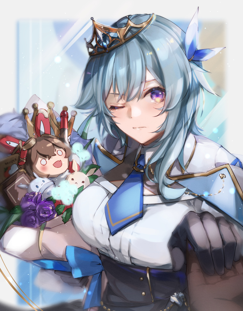 Safebooru - 1girl absurdres bangs baron bunny (genshin impact) black gloves blue hair blue ...