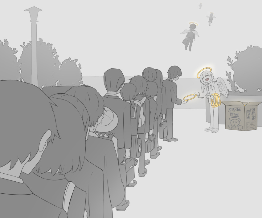 Safebooru - absurdres angel angel wings avogado6 box feathered wings ...