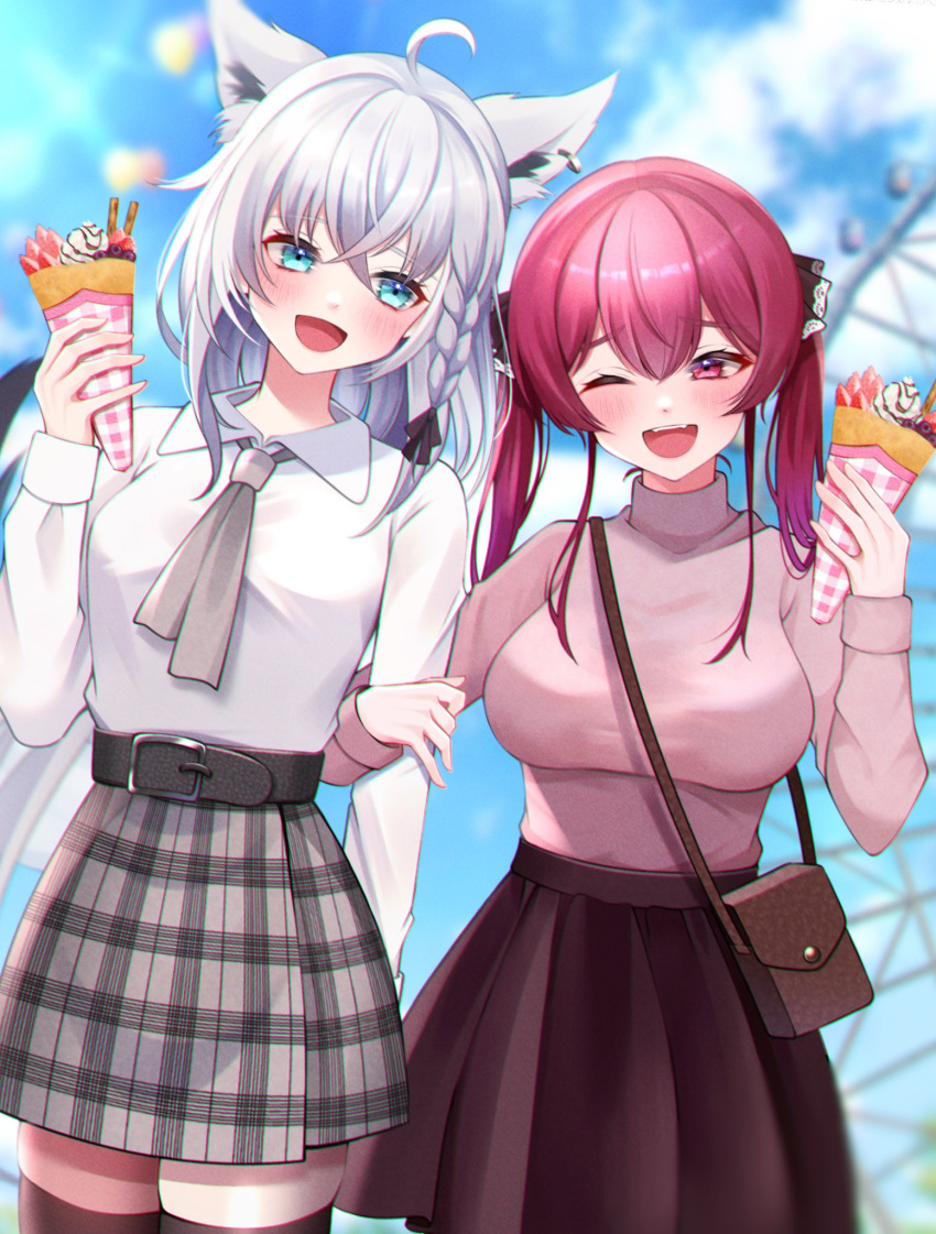 Safebooru - 2girls :d alternate costume amusement park animal ears arm ...