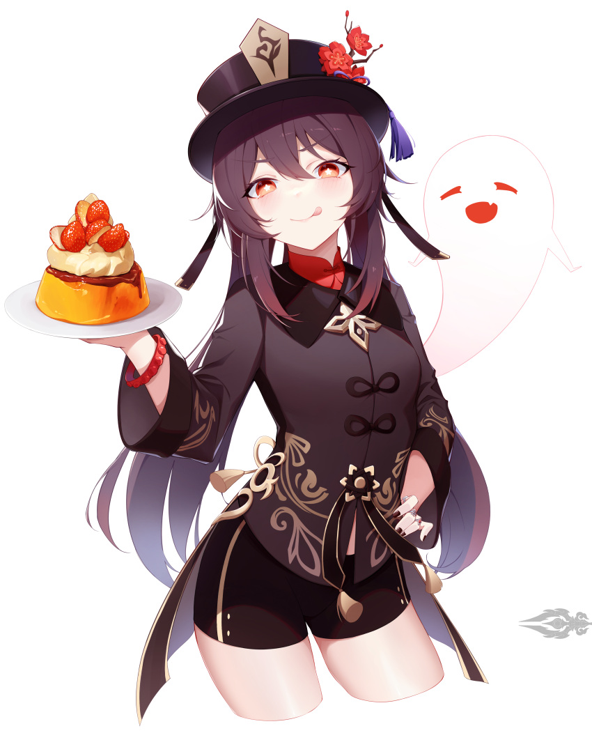 Safebooru - 1girl :p absurdres bead bracelet beads black headwear black nails black shorts ...