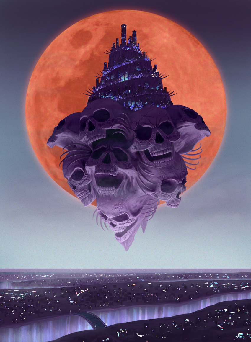 Safebooru - absurdres bone fantasy floating full moon highres moon ...