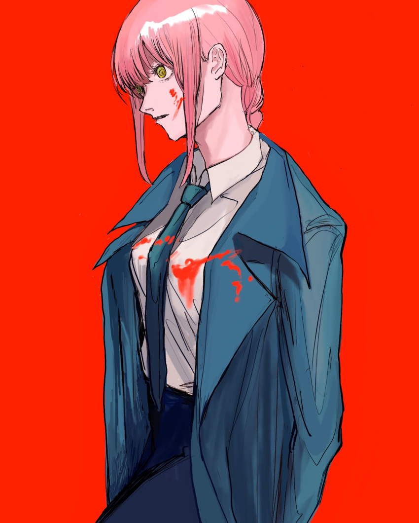 Safebooru - 1girl bangs black necktie black neckwear black pants blood blood on face braid ...