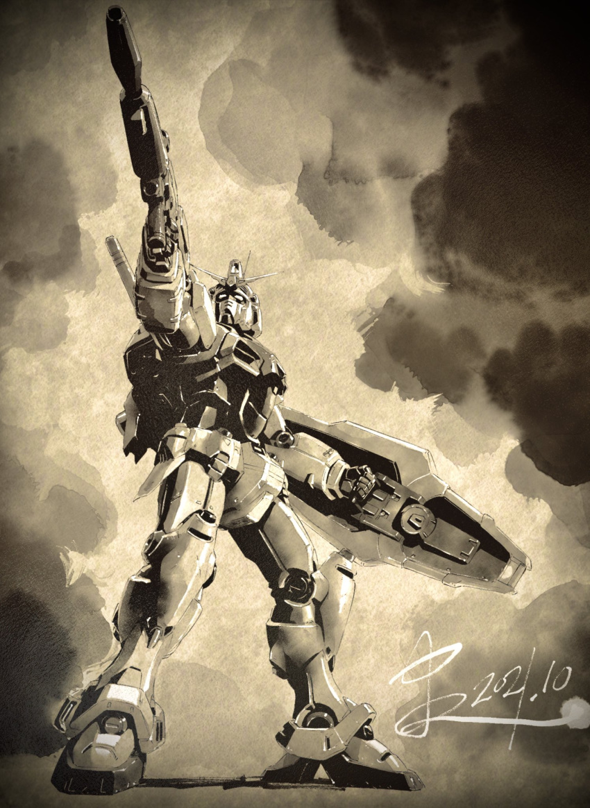 Safebooru - beam rifle dated energy gun faux traditional media ...