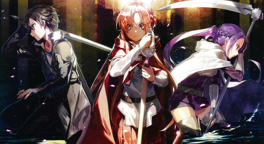 Safebooru - 1boy 2girls abec asuna (sao) black eyes black hair blue ...