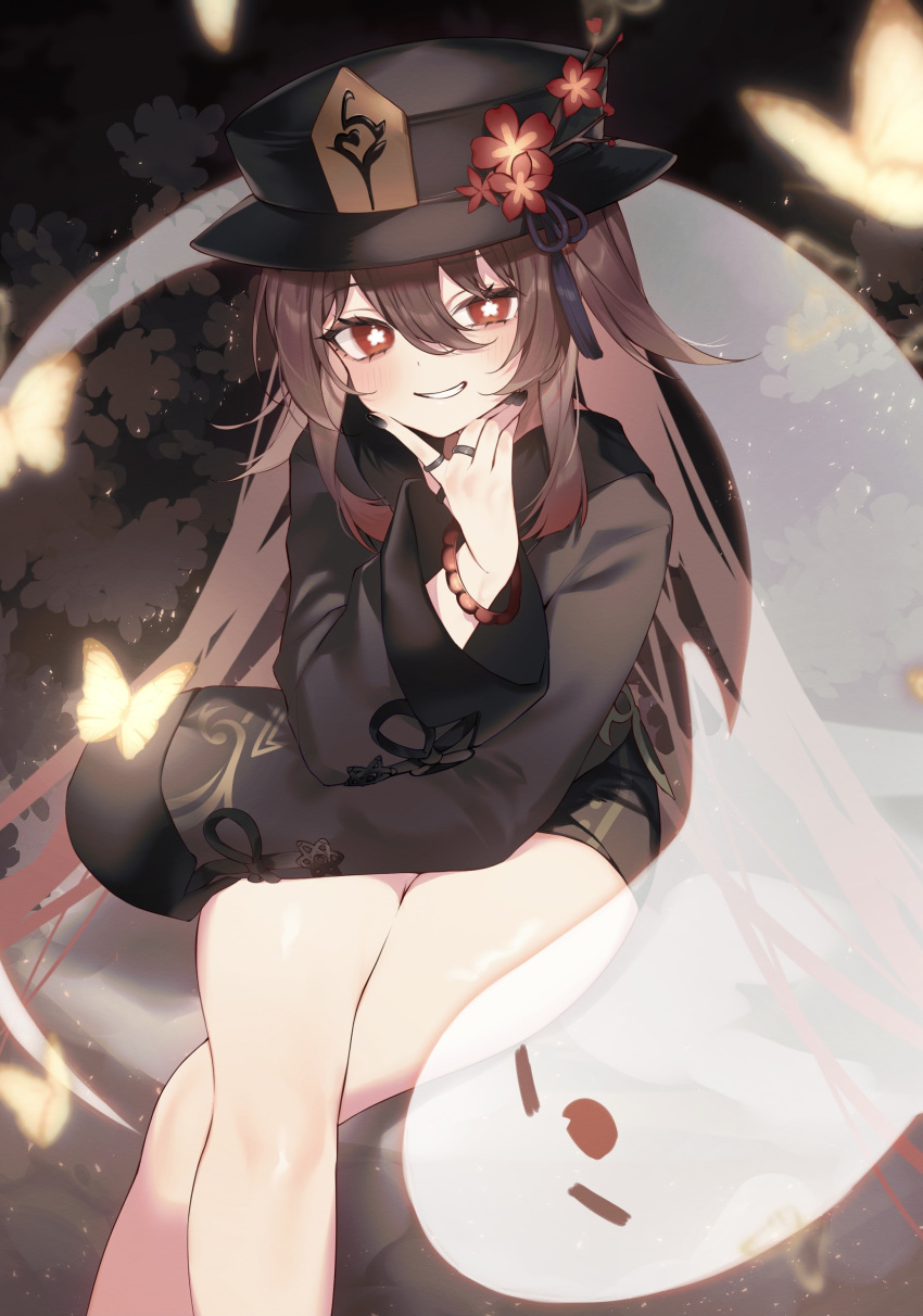 Safebooru - 1girl absurdres bead bracelet beads black headwear black nails black shorts bracelet ...