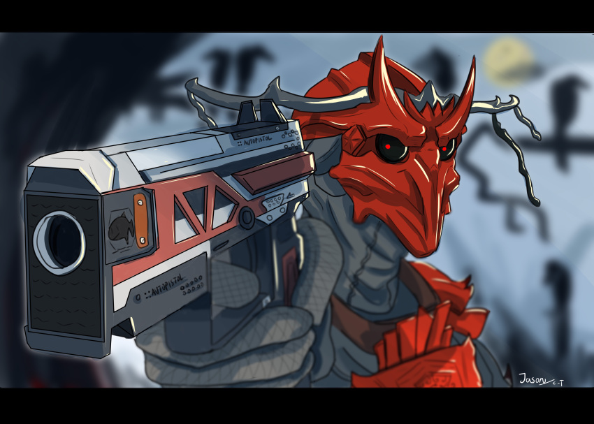 Safebooru - 1other absurdres aiming ambiguous gender apex legends artist name bird black ...