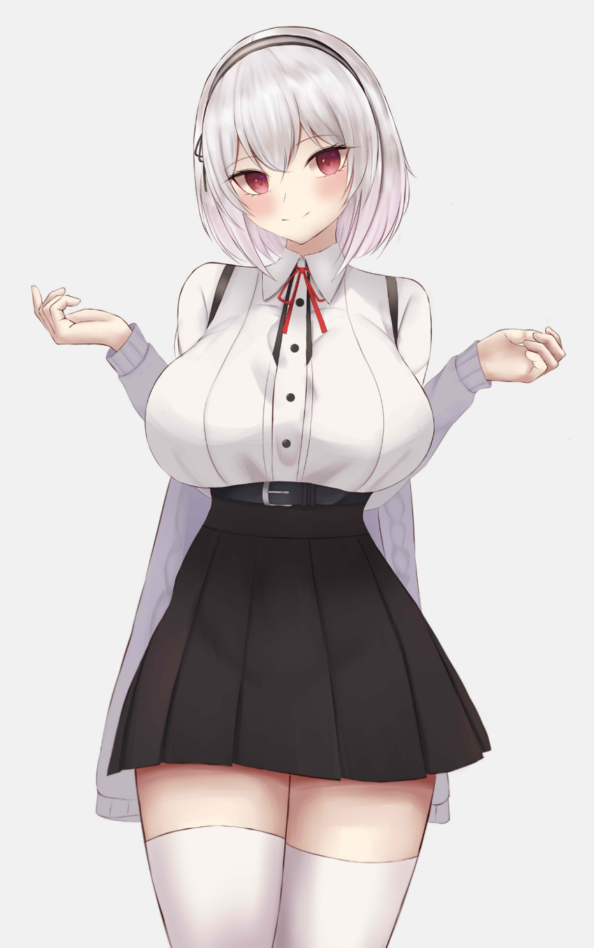 Safebooru - 1girl azur lane belt black belt black skirt blush breasts cardigan cardigan pull ...
