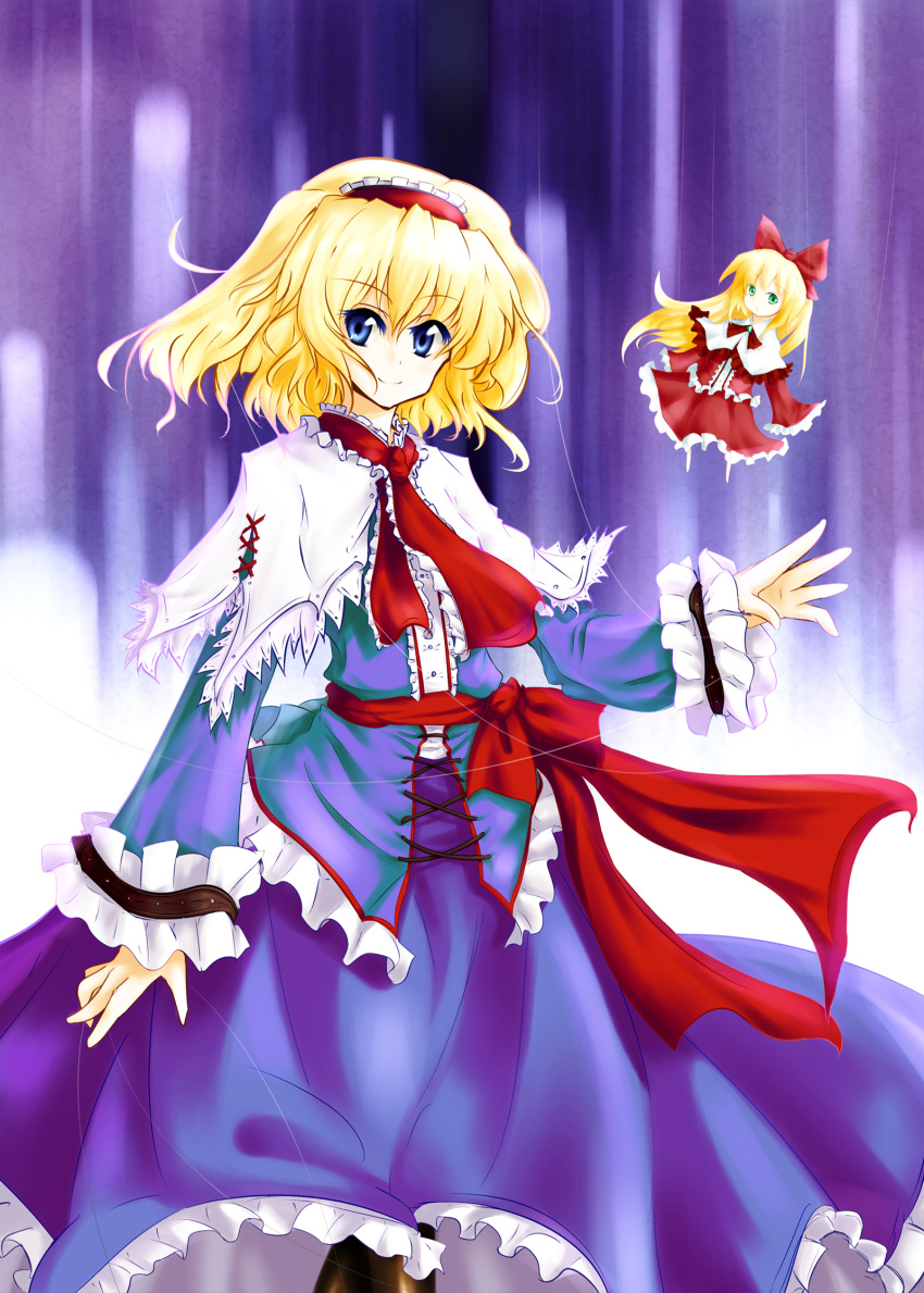 Safebooru - alice margatroid blonde hair blue eyes bow capelet doll dress frills hair bow hair ...