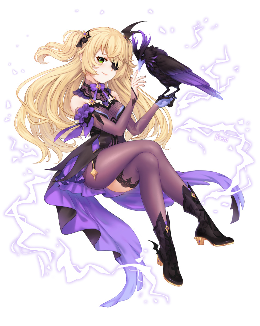 Safebooru - 1girl asymmetrical legwear black footwear black legwear black nails blonde hair ...