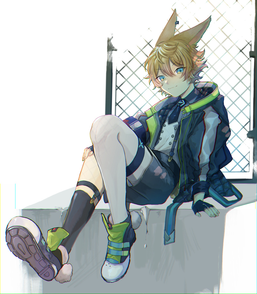 Safebooru - 1boy absurdres animal ears arknights asymmetrical legwear bangs black gloves black ...