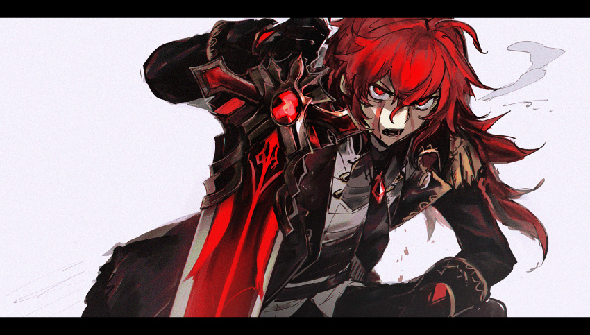 Safebooru - 1boy bangs black gloves black jacket black neckwear black pants blood blood on face ...