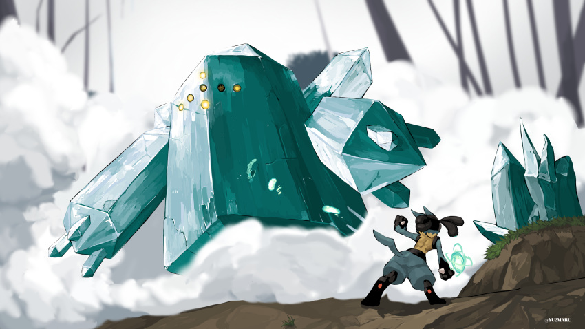 Safebooru - crack from behind highres ice crystal lucario no humans ...