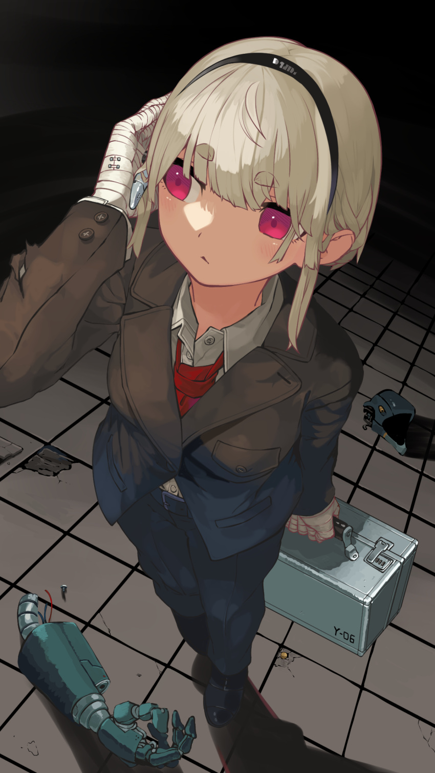 Safebooru - 1girl bandaged hand bandages blonde hair detached arm ...
