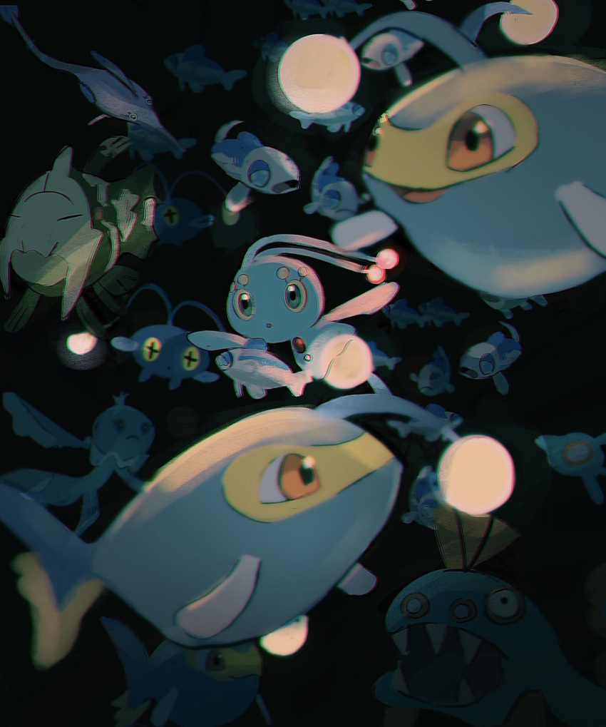 Safebooru - anzu (01010611) black background chinchou closed mouth ...