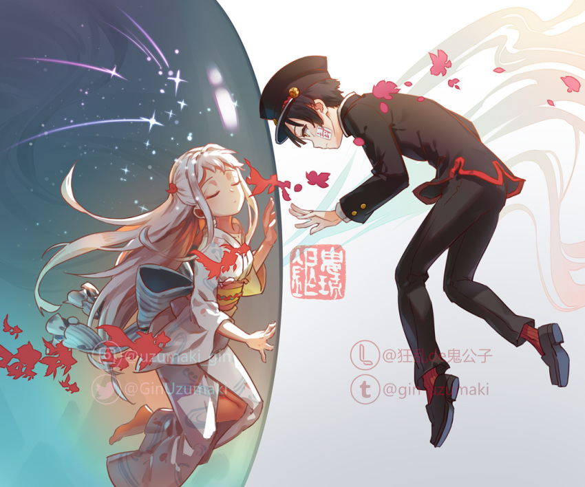 Safebooru - 1boy 1girl black hair brown eyes cherry blossoms child ...