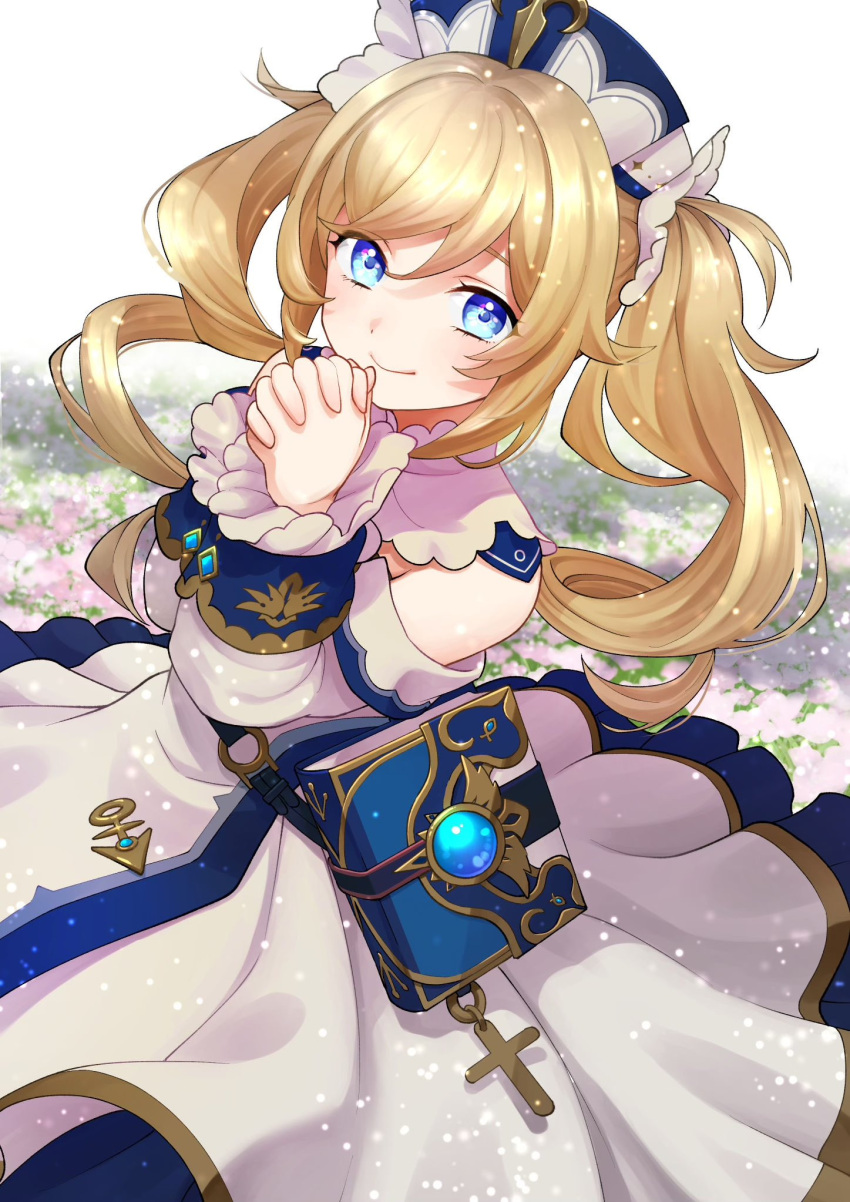 Safebooru - 1girl bangs barbara (genshin impact) blonde hair blue eyes book commentary request ...