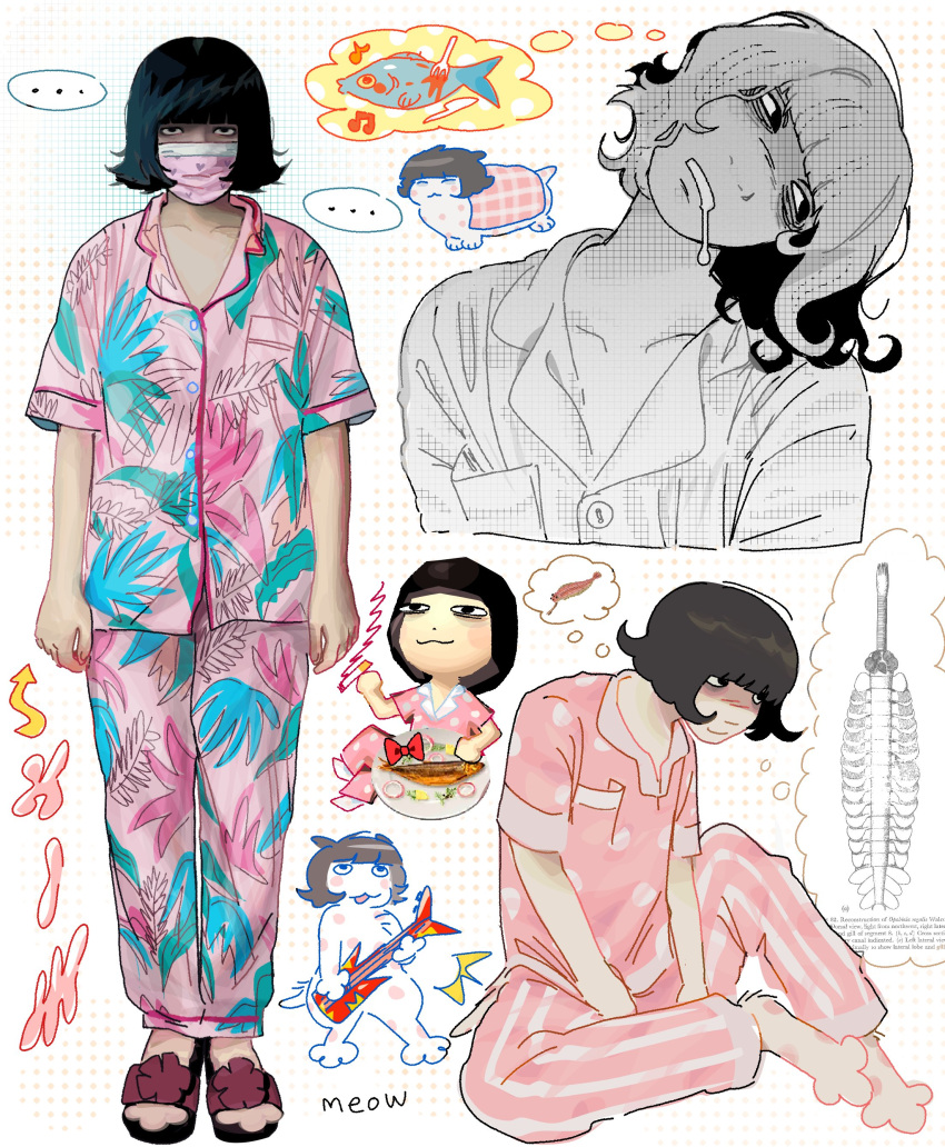 Safebooru - 1girl absurdres animal feet black eyes black hair drooling ...