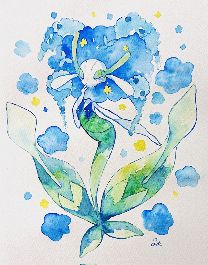 Safebooru - blue eyes blue flower colored eyelashes dress florges ...