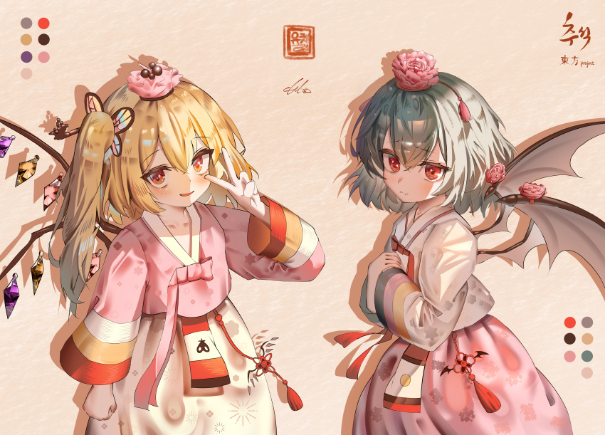 Safebooru - 2girls absurdres alternate costume bat wings blonde hair blue hair blush commentary ...