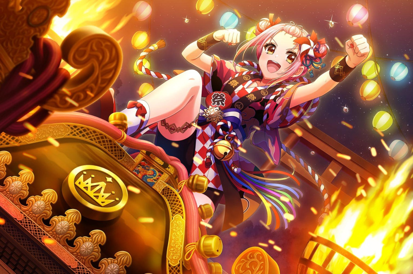 Safebooru - d4dj dress inuyose shinobu pink hair short hair smile yellow eyes | 5221171